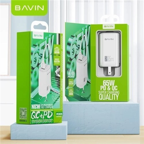 خرید و قیمت شارژر دیواری باوین Bavin PC835 GaN توان 65 وات | سلام کاشانه
